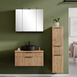 Pharao24.de Design Badezimmer-Set in Wildeichefarben Schwarz (dreiteilig)