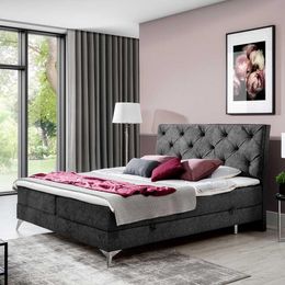 Pharao24.de Stauraumbett Doppelbett in Grau 118 cm hoch