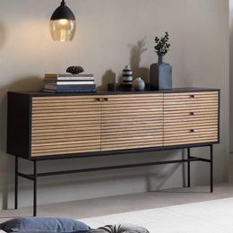 Pharao24.de Esszimmersideboard in Eichefarben und Schwarz echtholzfurniert
