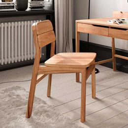 Pharao24.de 2 St&uuml;hle Stuhl Set mit R&uuml;ckenlehne aus Holz und Gestell aus Massivholz (2er Set)
