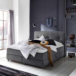 Pharao24.de Springbett in Anthrazit Webstoff Bettkasten