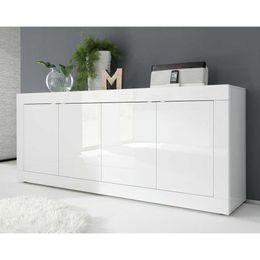 Pharao24.de Modernes Wohnzimmer Sideboard in Wei&szlig; Hochglanz 4 t&uuml;rig