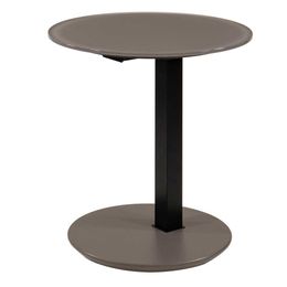 Pharao24.de Runder Beistelltisch mit Glasplatte in Beige Grau Made in Germany