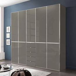 Pharao24.de Kleiderschrank Schlafzimmerschrank mit f&uuml;nf Schubladen in Braun