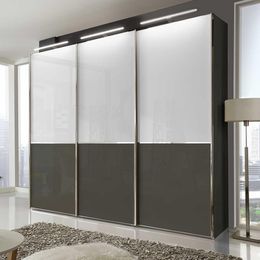 Pharao24.de Schwebet&uuml;renkleiderschrank in Wei&szlig; und Braun 250 cm breit