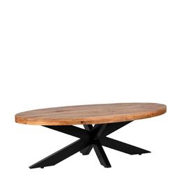 Pharao24.de Couchtisch aus Mangobaum Massivholz und Metall ovaler Form