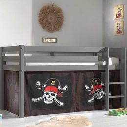 Pharao24.de Spielbett Pirat aus Kiefer Massivholz Grau