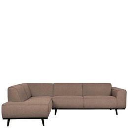Pharao24.de Polsterecke in Hellbraun Stoff 210 cm tief