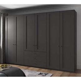 Pharao24.de XL Kleiderschrank 6 T&uuml;ren in Dunkelgrau Landhaus 300 cm breit
