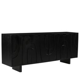 Pharao24.de Wohnzimmerkommode Esszimmer Kommode mit Wangengestell in Schwarz