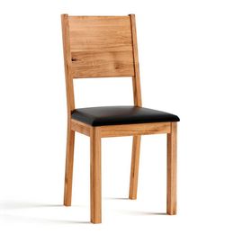Pharao24.de Essstuhl Wildeiche massiv in modernem Design Kunstleder Bezug
