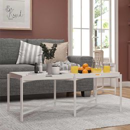 Pharao24.de Wei&szlig;er Couchtisch Skandi mit abnehmbaren Tischplatten 43 cm hoch