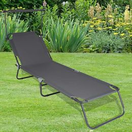Pharao24.de Sonnenliege mit Dach in Dunkelgrau 185 cm tief - 55 cm breit