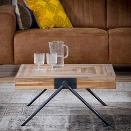 Pharao24.de Sofa Beitisch aus Teak Massivholz und Stahl Antik Finish