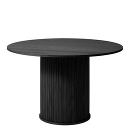 Pharao24.de Tisch Esszimmer schwarz mit runder Tischplatte Skandi Design
