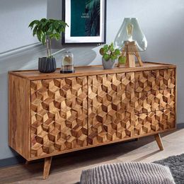 Pharao24.de Esszimmer Sideboard aus Sheesham Massivholz T&uuml;ren und Schubladen
