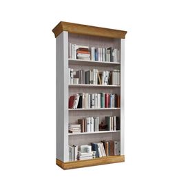 Pharao24.de B&uuml;cherregal in Wei&szlig; Kiefer massiv Landhaus 108x202x38 cm Pharao24