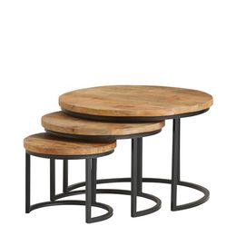Pharao24.de Wohnzimmer Tisch Satz 3-teilig im Industry und Loft Stil 48 cm hoch (dreiteilig)