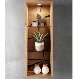 Pharao24.de Wandregal Wildeiche ge&ouml;lt mit Hirnholz R&uuml;ckwand 94 cm hoch