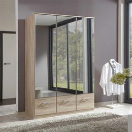 Pharao24.de Kleiderschrank in Eiche S&auml;gerau Spiegelt&uuml;ren
