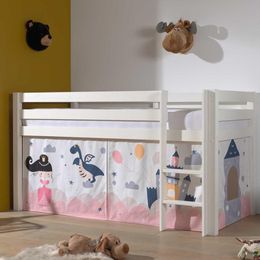 Pharao24.de M&auml;dchen Hochbett in Wei&szlig; und Pastell Prinzessin Motiv