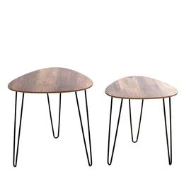 Pharao24.de Beistelltische Sofa mit Tischplatten in Wankelform Retrostil (zweiteilig)