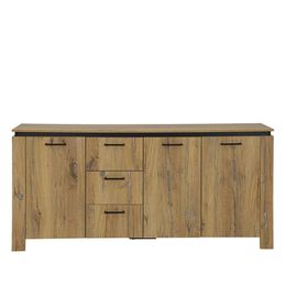 Pharao24.de Modernes Esszimmersideboard in Zinneichefarben und Schwarz 180 cm breit