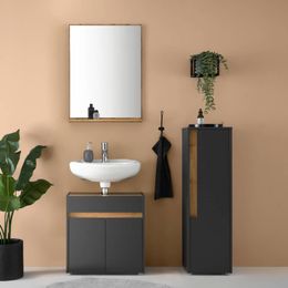 Pharao24.de Badezimmerm&ouml;belset Waschplatz Set in modernem Design - Anthrazit (dreiteilig)