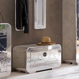 Pharao24.de Kleiner Schuhschrank im Industriedesign Aluminium beschlagen
