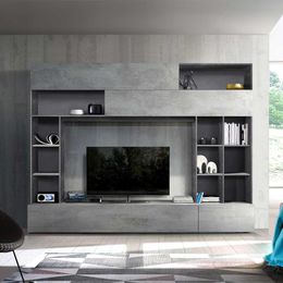 Pharao24.de TV R&uuml;ckwand in Beton Grau und Dunkelgrau modern