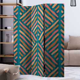 Pharao24.de Raum Trennwand bunt mit geometrischem Muster Leinwand F&uuml;llung