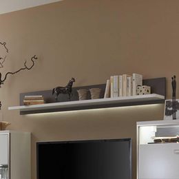 Pharao24.de Wohnzimmer Wandboard mit LED Beleuchtung Wei&szlig; Anthrazit
