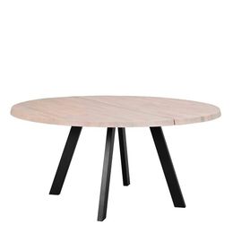 Pharao24.de Echtholztisch in Holz White Wash Schwarz