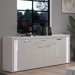 Pharao24.de Esszimmersideboard weiss mit Hochglanz Front 84 cm hoch