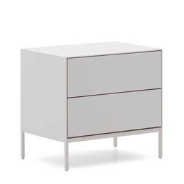 Pharao24.de Wei&szlig;e Nachtkommode modern mit zwei Schubladen 55 cm hoch