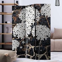 Pharao24.de Paravent Raumteiler mit Blumen Motiv Mauer Hintergrund