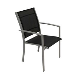 Pharao24.de Armlehnen Gartenst&uuml;hle in Schwarz und Silberfarben Aluminium (4er Set)