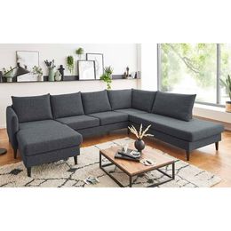 Pharao24.de Skandi Couchlandschaft in Anthrazit Webstoff 308 cm breit