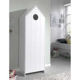 Pharao24.de Wei&szlig;er Kinder Kleiderschrank in Haus Optik einer T&uuml;r