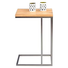 Pharao24.de Sofa Beistelltisch aus Wildeiche Massivholz Metall