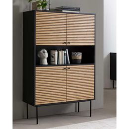 Pharao24.de Wohnzimmer Schrank in Eichefarben und Schwarz Skandi Design