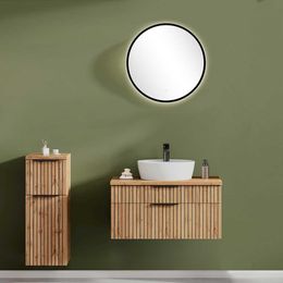 Pharao24.de Modernes Waschplatz Set in Wildeichefarben Made in Germany (dreiteilig)