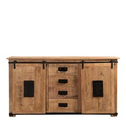 Pharao24.de Sideboard Industriestil aus Mangobaum Massivholz Schiebet&uuml;ren