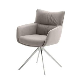 Pharao24.de Esstischsessel Leder in modernem Design Gestell aus Edelstahl (2er Set)