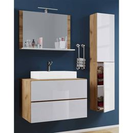 Pharao24.de Badezimmereinrichtung h&auml;ngend in modernem Design 114 cm breit (dreiteilig)