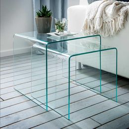 Pharao24.de Glas Beistelltische Transparent Wangen Gestell (zweiteilig)