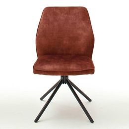 Pharao24.de Drehbare Polsterst&uuml;hle in Rostfarben Velours Metallgestell (2er Set)