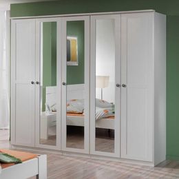 Pharao24.de Spiegelt&uuml;ren-Kleiderschrank in Wei&szlig; Profilt&uuml;ren