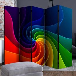 Pharao24.de Kunst Paravent in Bunt abstraktem Spiral Motiv