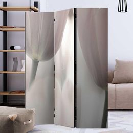 Pharao24.de Spanische Wand in Grau und Wei&szlig; Blumen Motiv Tulpen